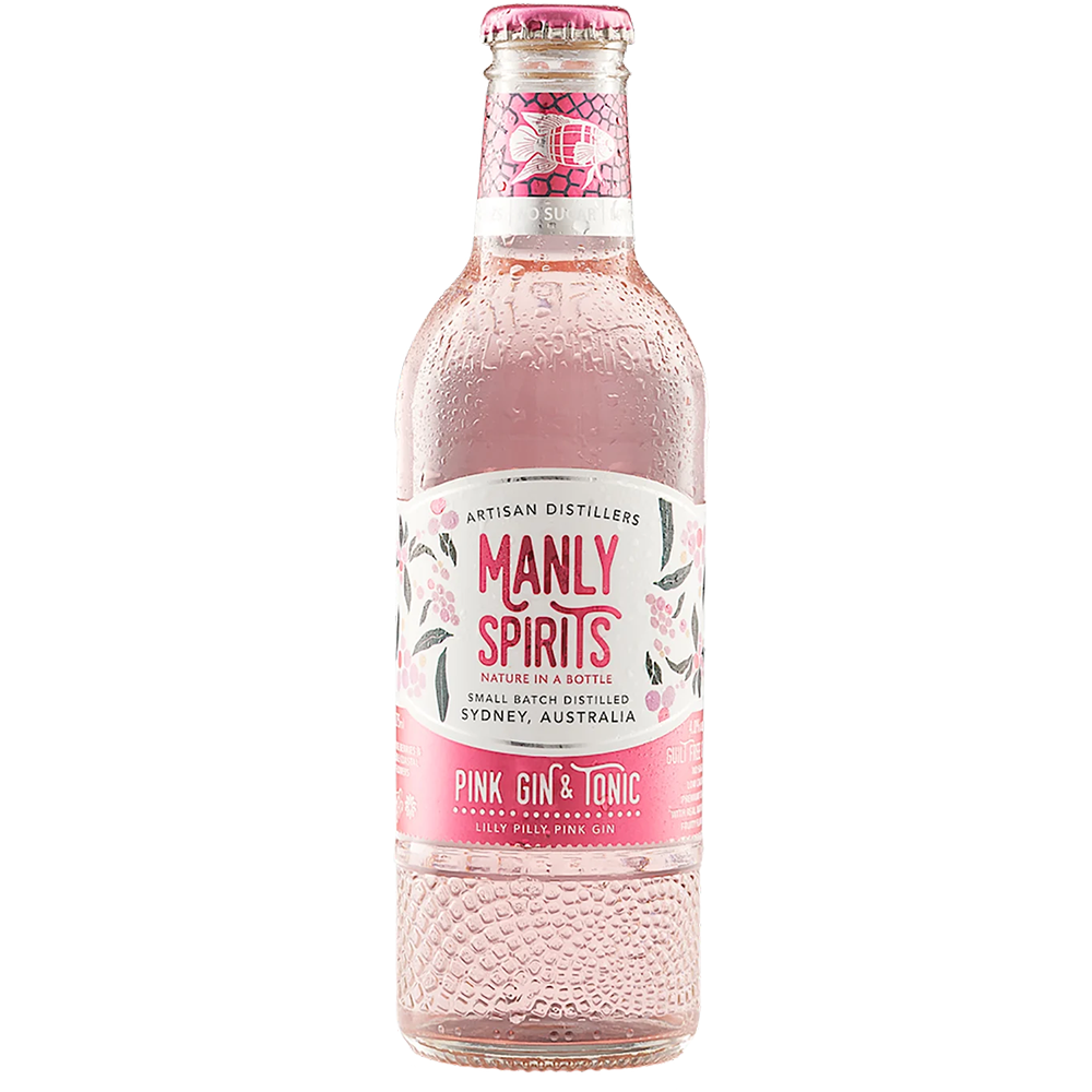 MANLY SPIRITS PINK GIN & TONIC BOTTLES — Murray's Porters Liquor